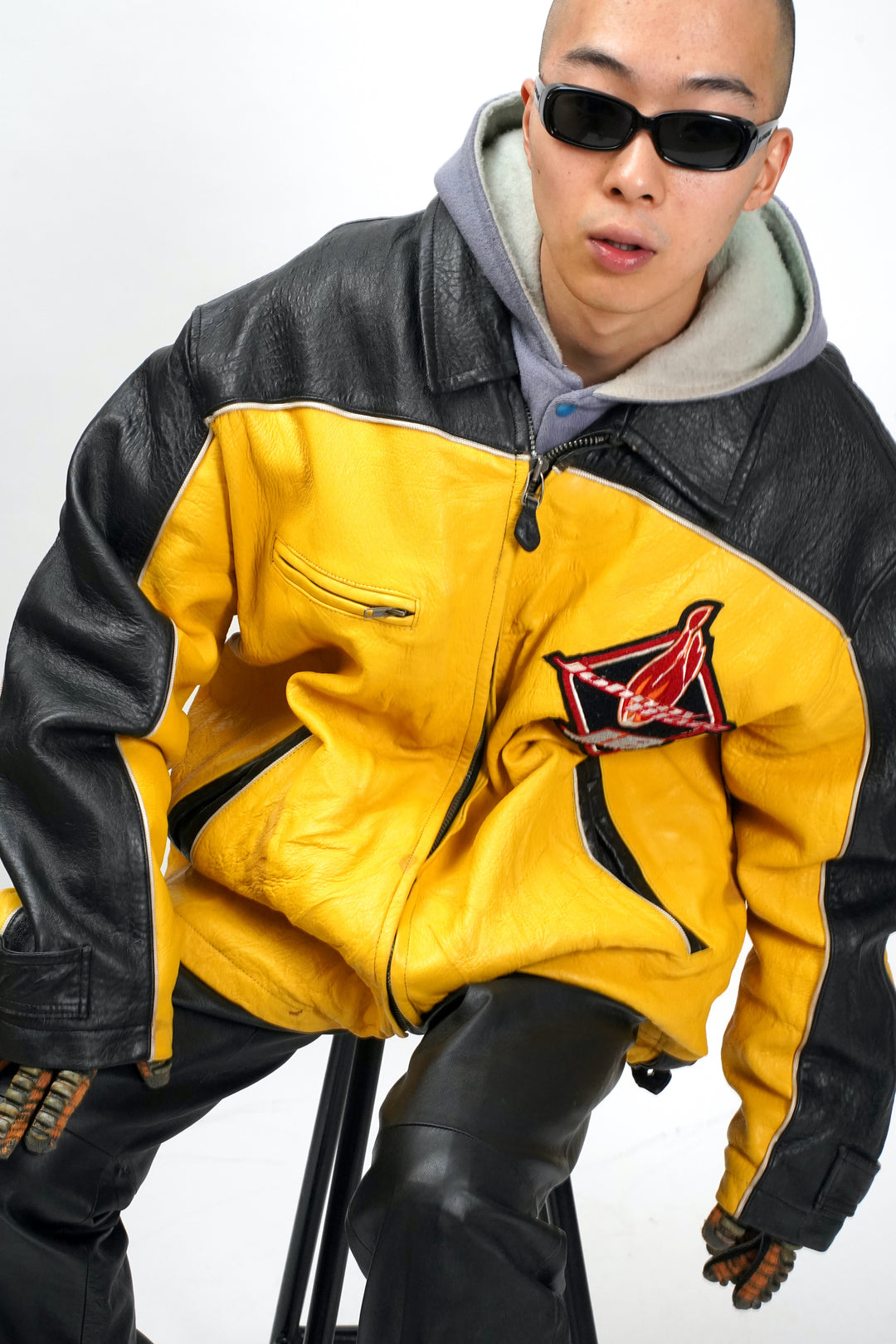 90’s “Johnny Blaze” -Logo Wappen Design Leather Jacket- – MANHOLE ...