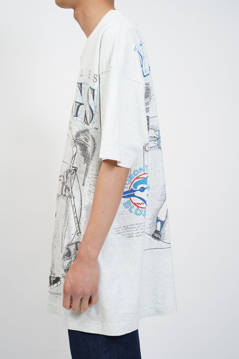 90's "FRUIT OF THE LOOM" -"Kings×Blue Jays" Vitruvian Man Printed S/S ...